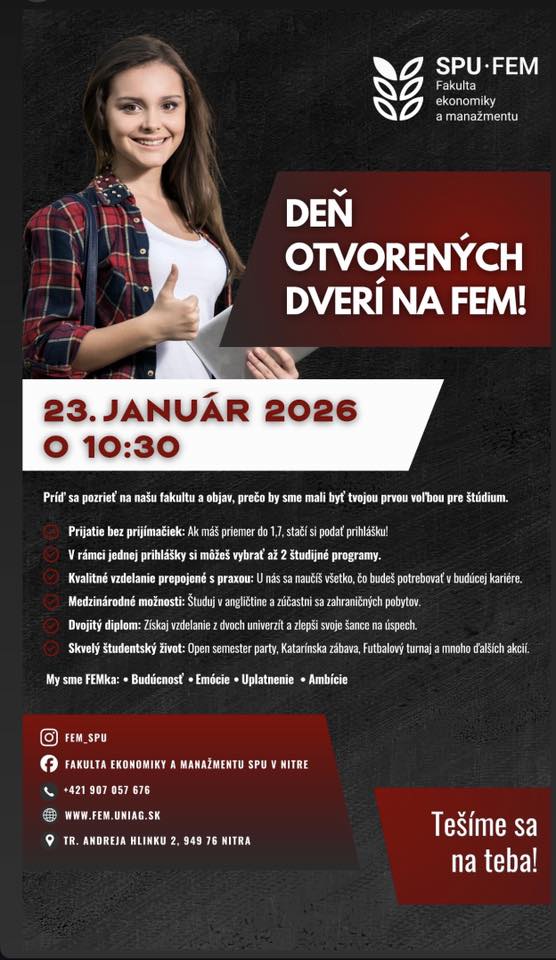 Deň otvorených dverí na FEM | SPU Nitra