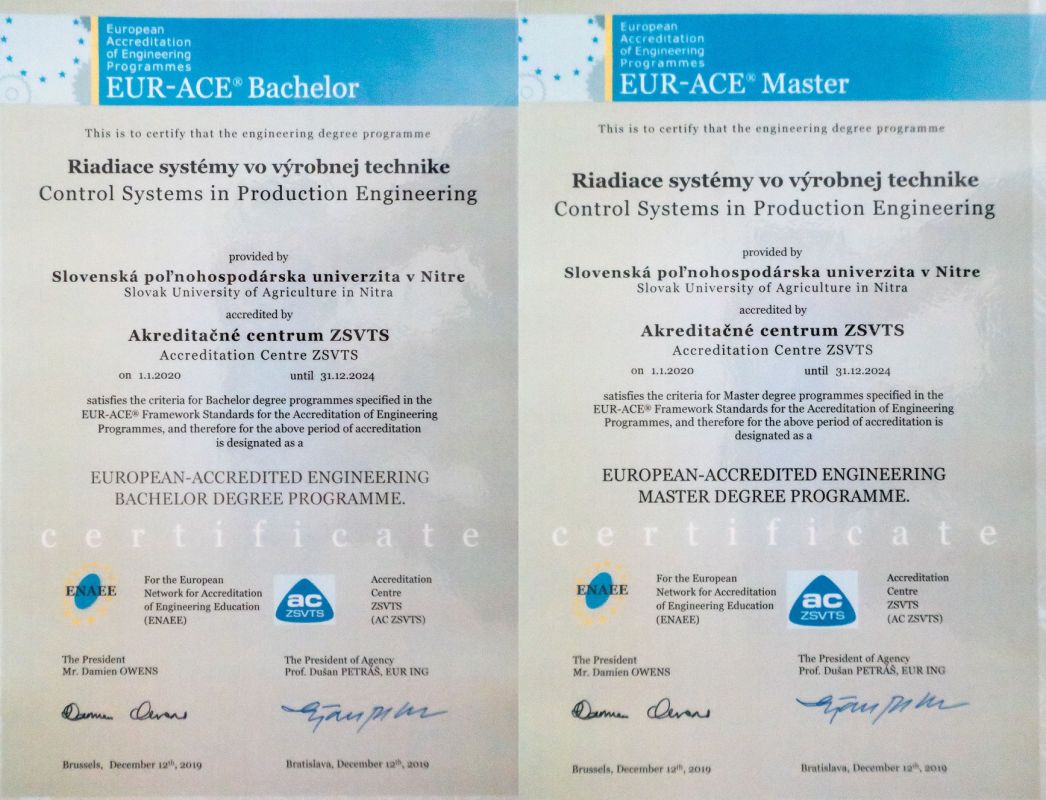 Študijný program Technickej fakulty získal akreditáciu EUR-ACE | SPU Nitra