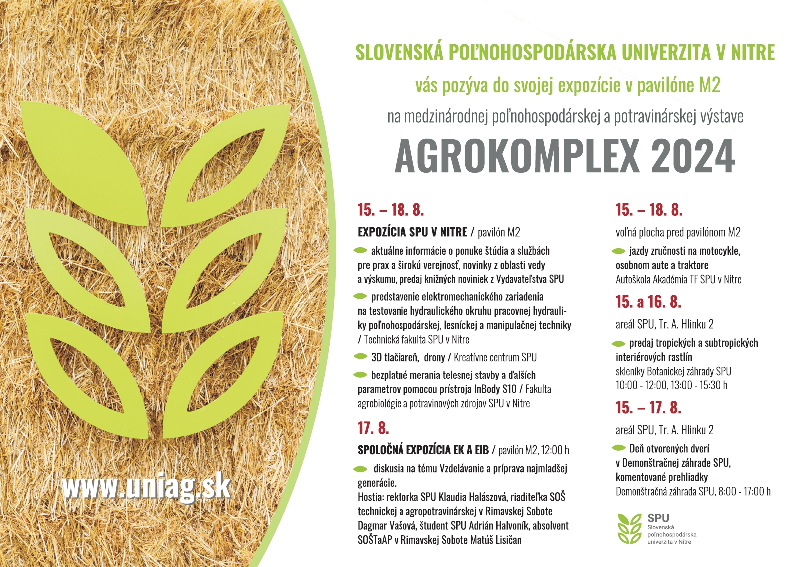 SPU sa bude prezentovať na Agrokomplexe 2024 modernými technológiami ...