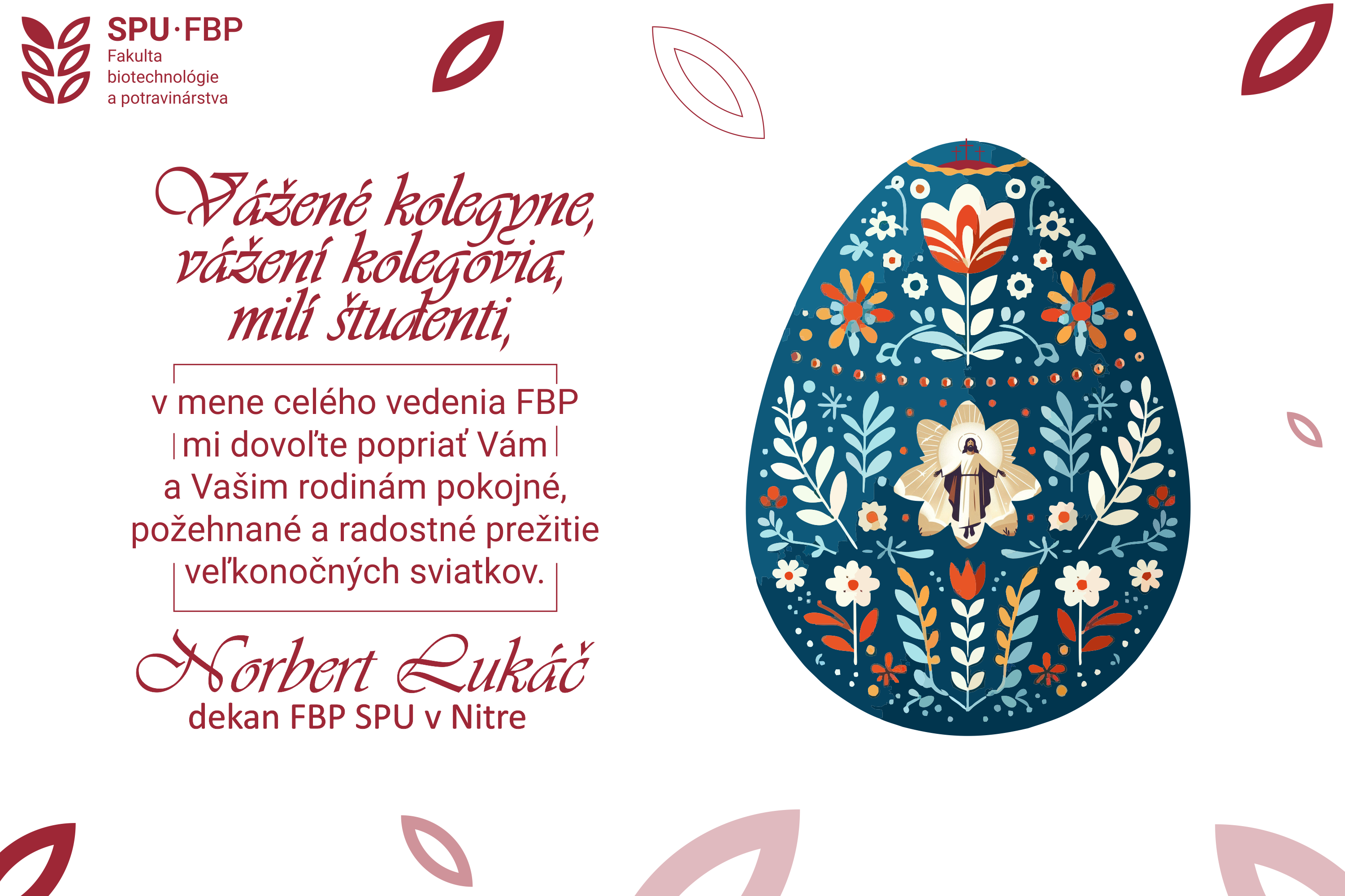 Veľkonočné prianie pána dekana | SPU Nitra